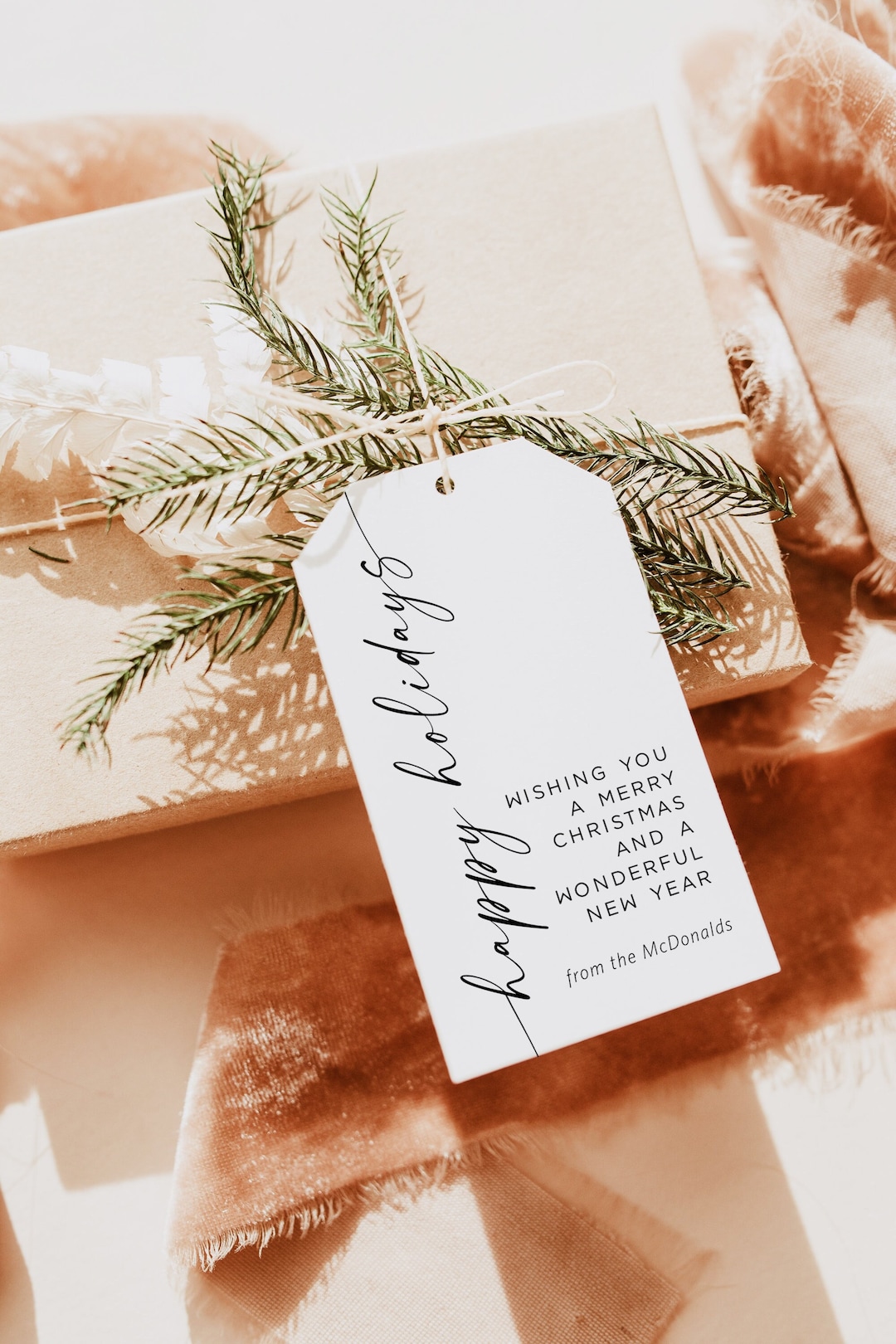 Happy Holidays Tag, Editable Christmas Tag, Holiday Gift Tag Template ...