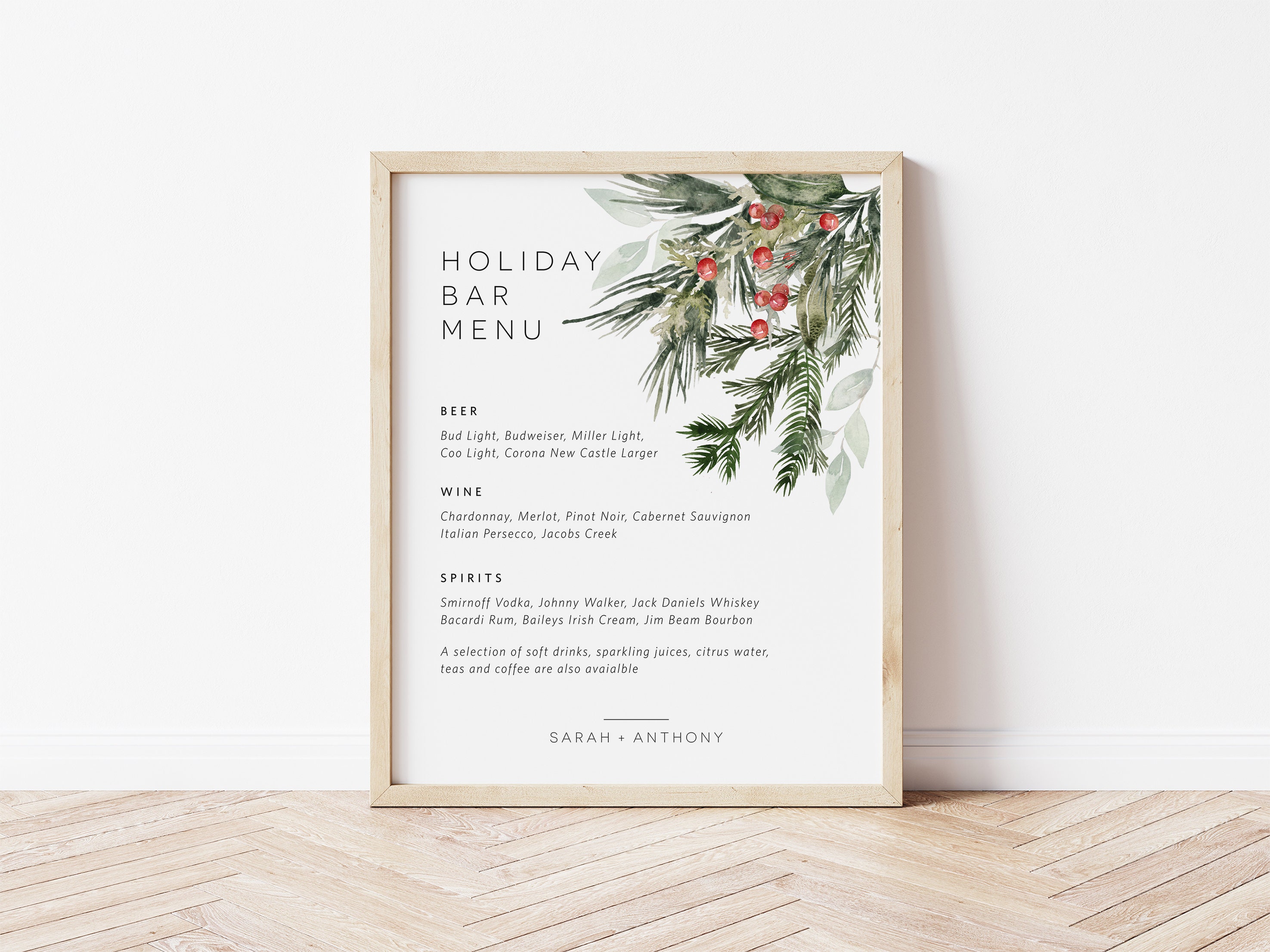 Christmas Bar Menu Printable Bar Menu Holiday Bar Sign Bar - Etsy