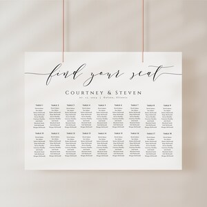 Seating Chart Poster, Script Seating Chart Sign, Find Your Seat Sign ...