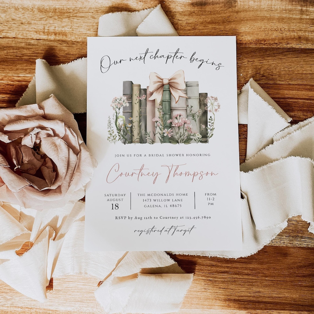Our Next Chapter Begins Bridal Shower Invitation, Storybook Bridal ...