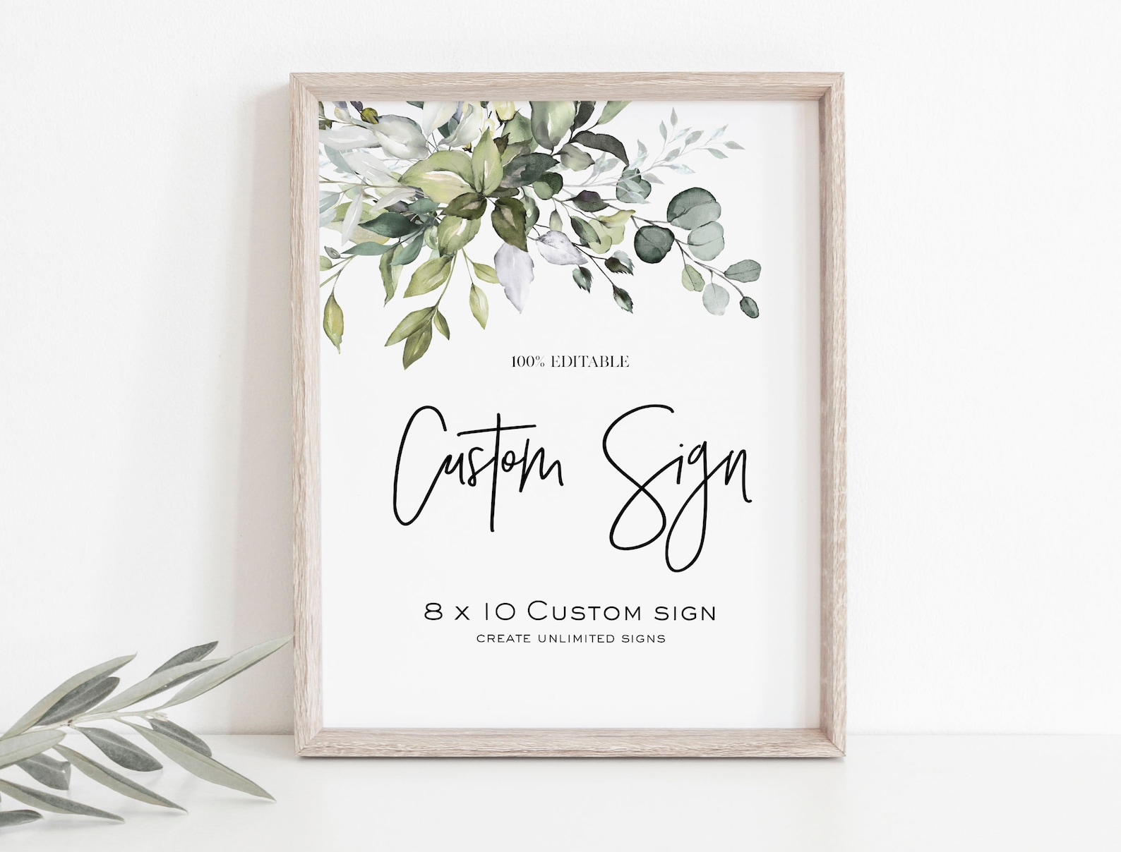Custom Sign portrait and Landscape Greenery Editable Sign - Etsy