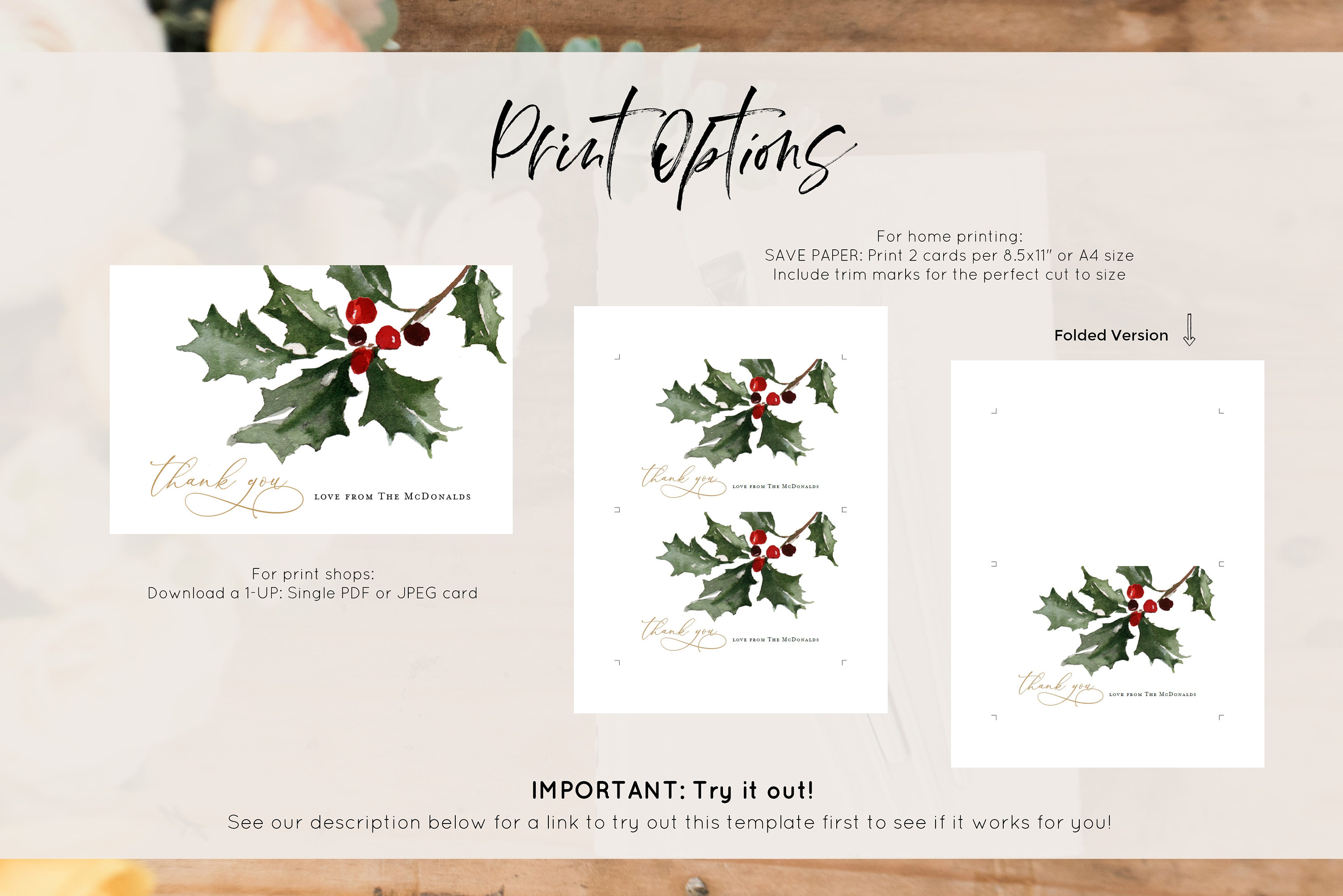 Christmas Thank You Card Template Thank You Card Printable - Etsy