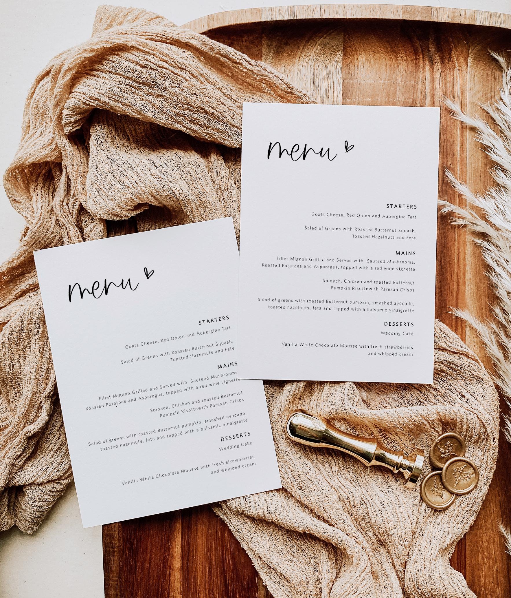 Wedding Menu Template, Printable Menu Card, 5×7 & 8×10 Wedding Menu ...