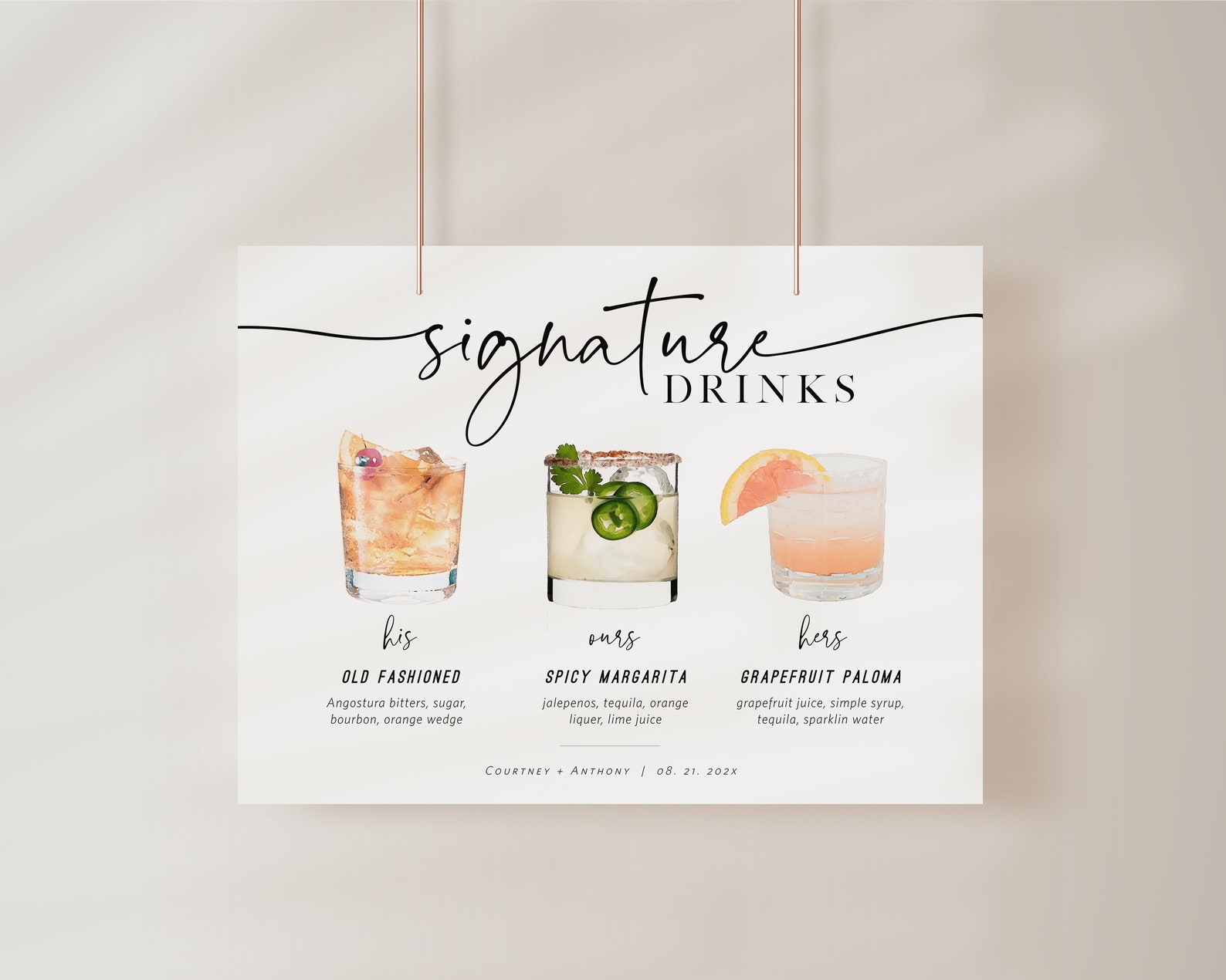 Signature Drinks Sign Template Editable Signature Drinks - Etsy