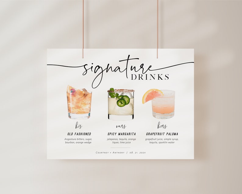 Signature Drinks Sign Template Editable Signature Drinks - Etsy