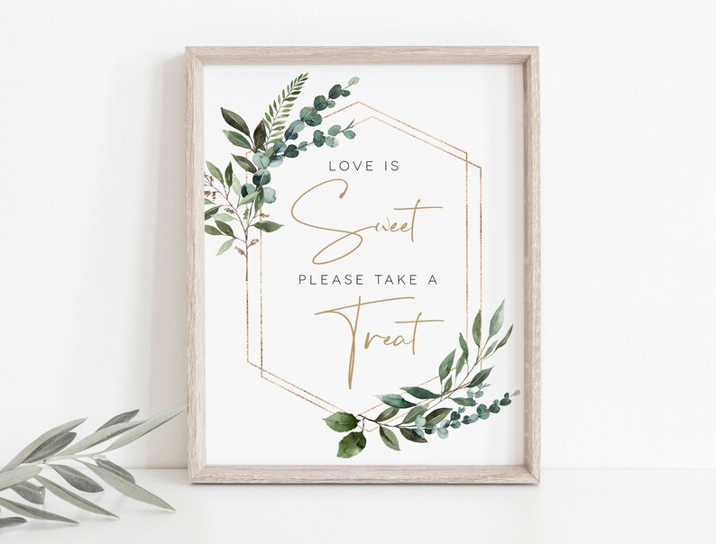 Love is Sweet Sign Greenery Love is Sweet Sign Shower Favor | Etsy