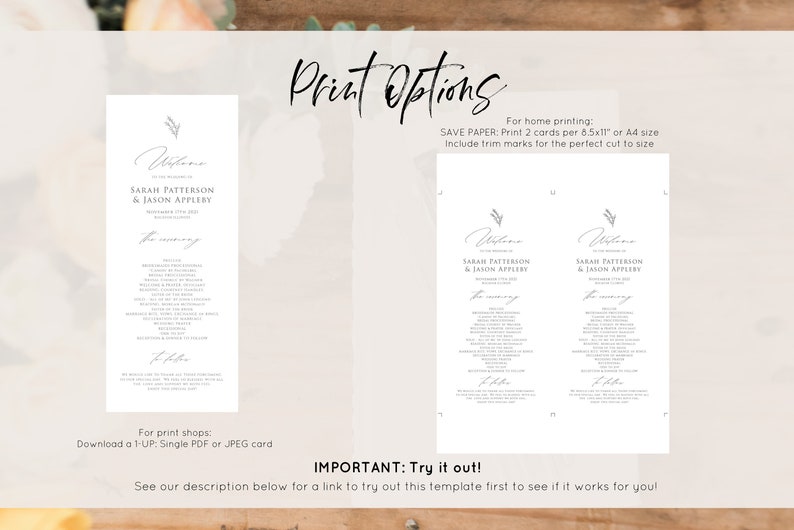 Botanical Wedding Program Printable Wedding Ceremony Program | Etsy