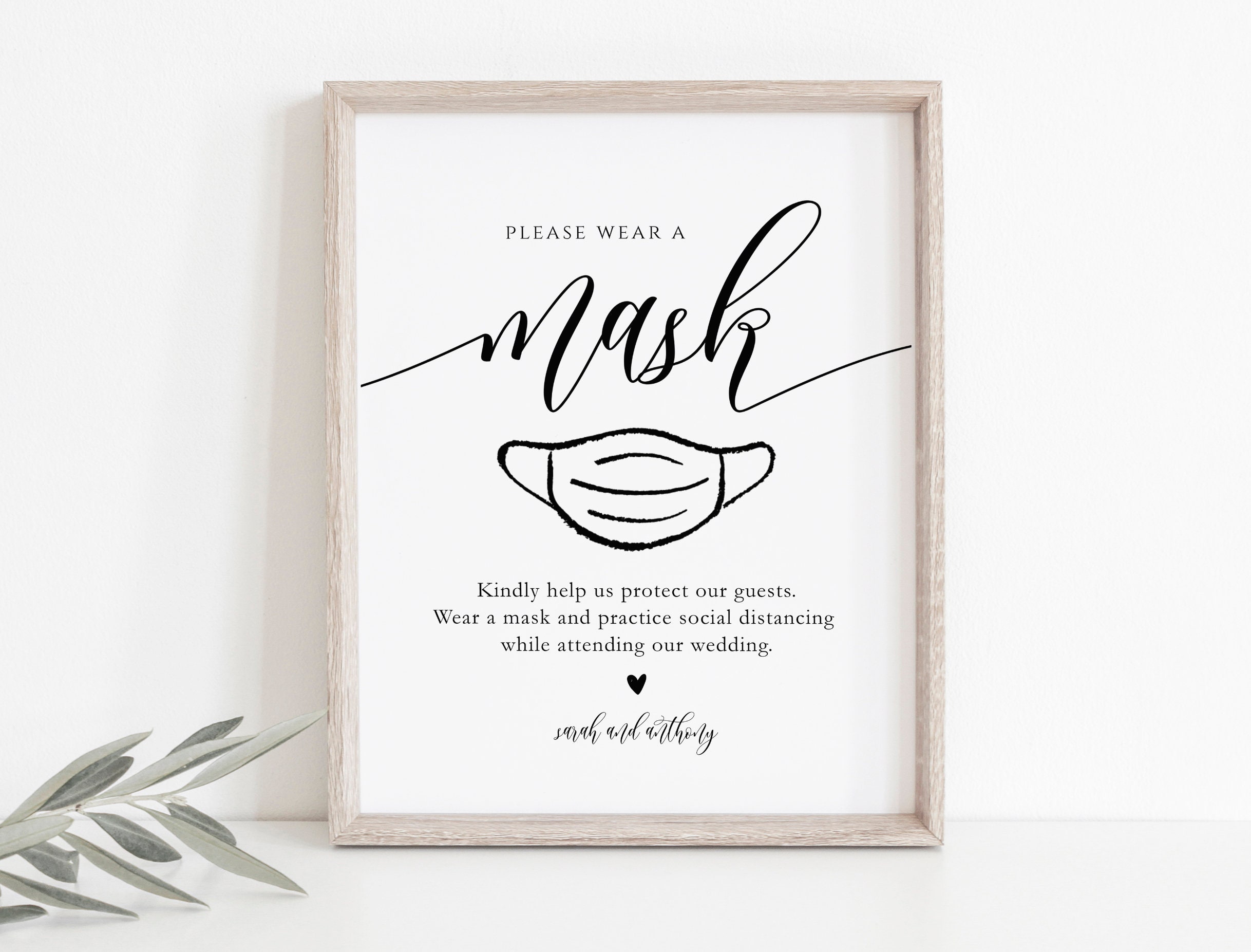 Mask Wedding Sign, Social Distance Wedding, Script Wear a Mask Sign ...