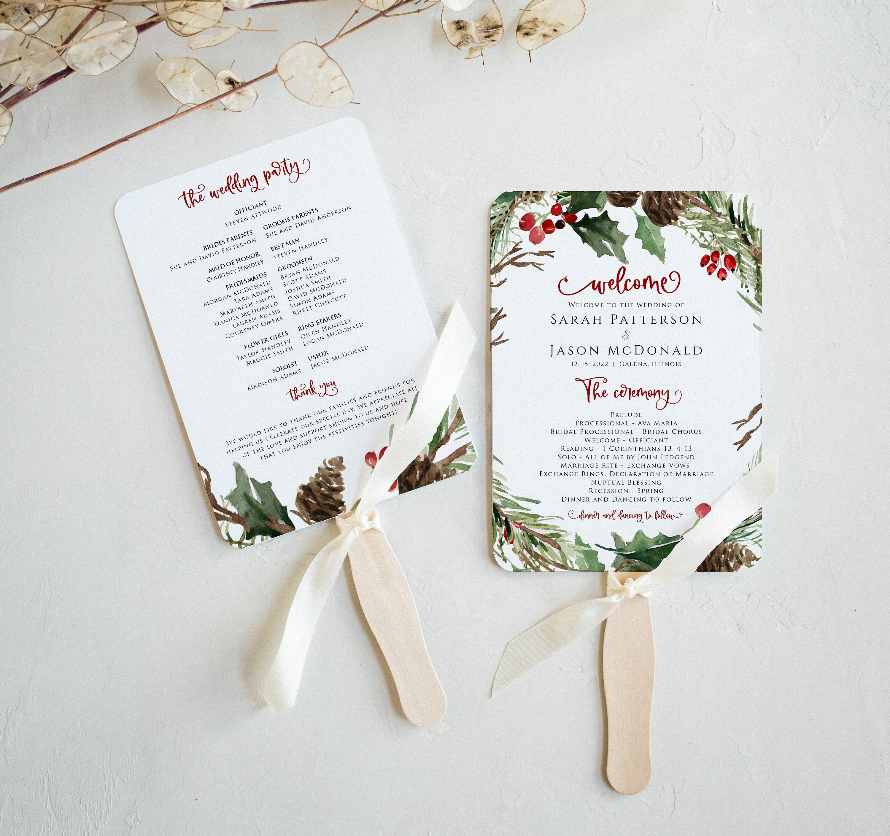Christmas Wedding Program Template Wedding Program Printable - Etsy