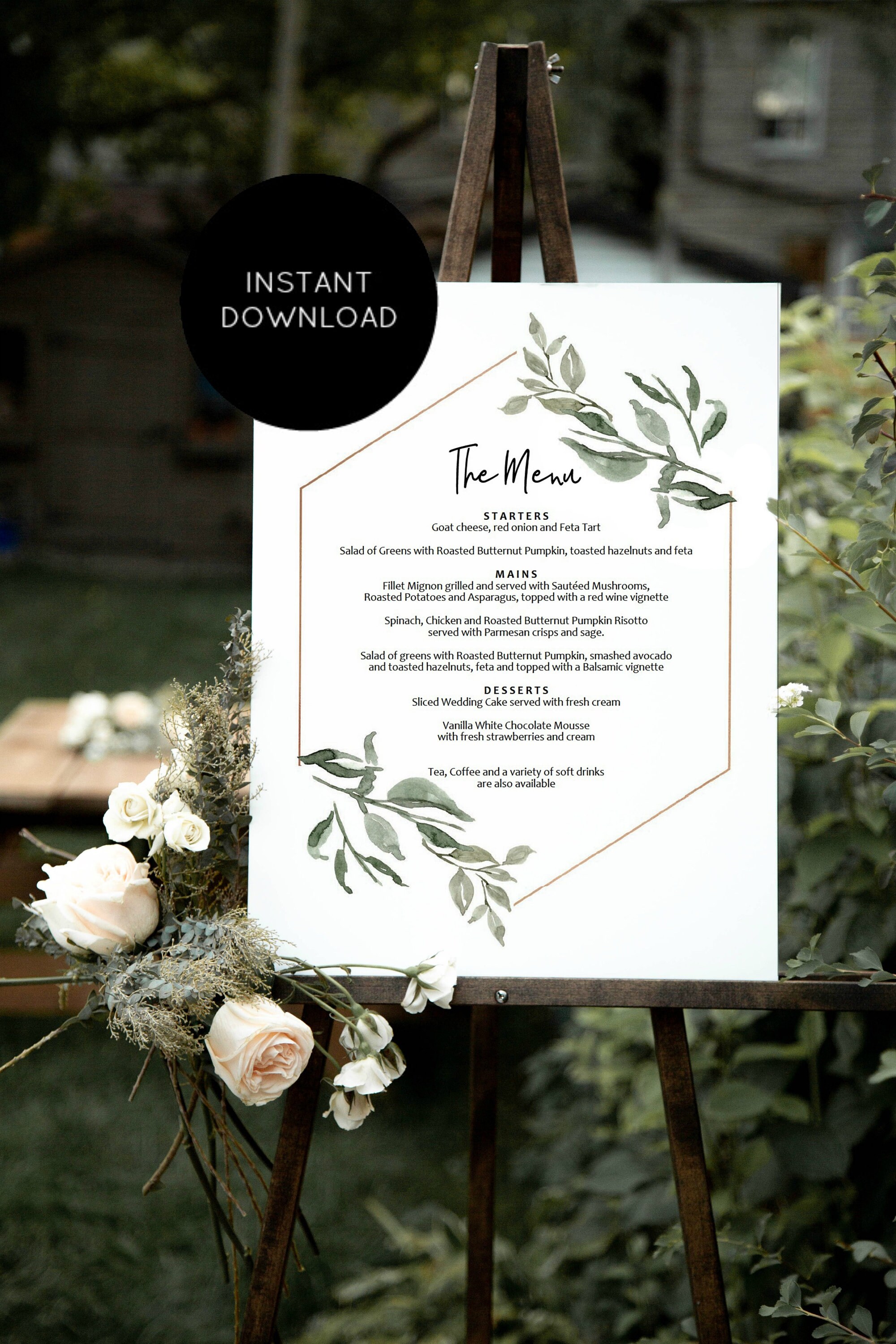 Wedding Menu Sign Printable Wedding Menu Poster Greenery | Etsy