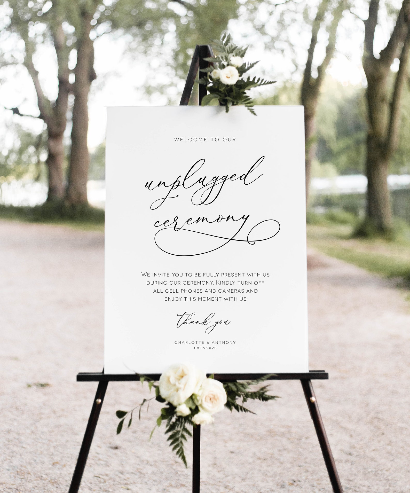 Script Unplugged Ceremony Sign, Wedding Unplugged Poster Sign Template ...
