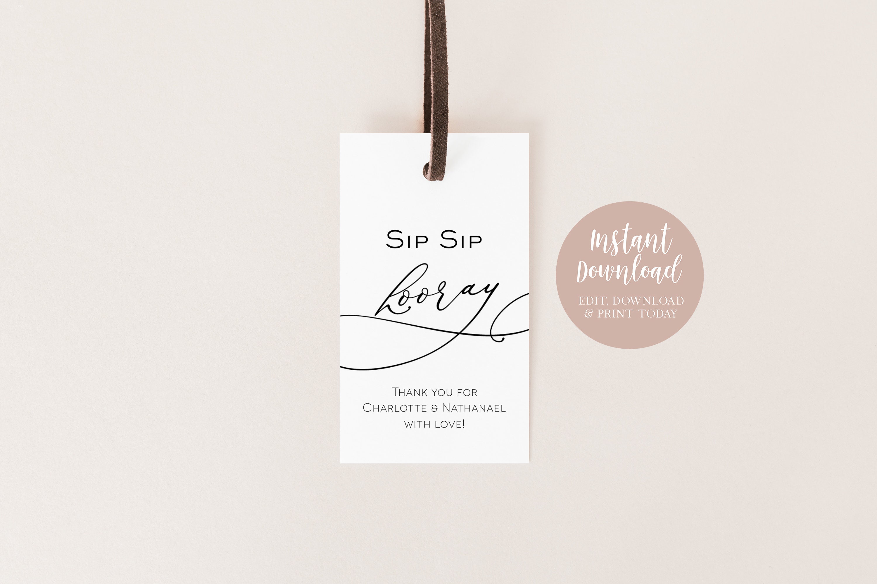 Sip Sip Hooray Tag Champagne Bottle Tag Printable Favor Tag | Etsy