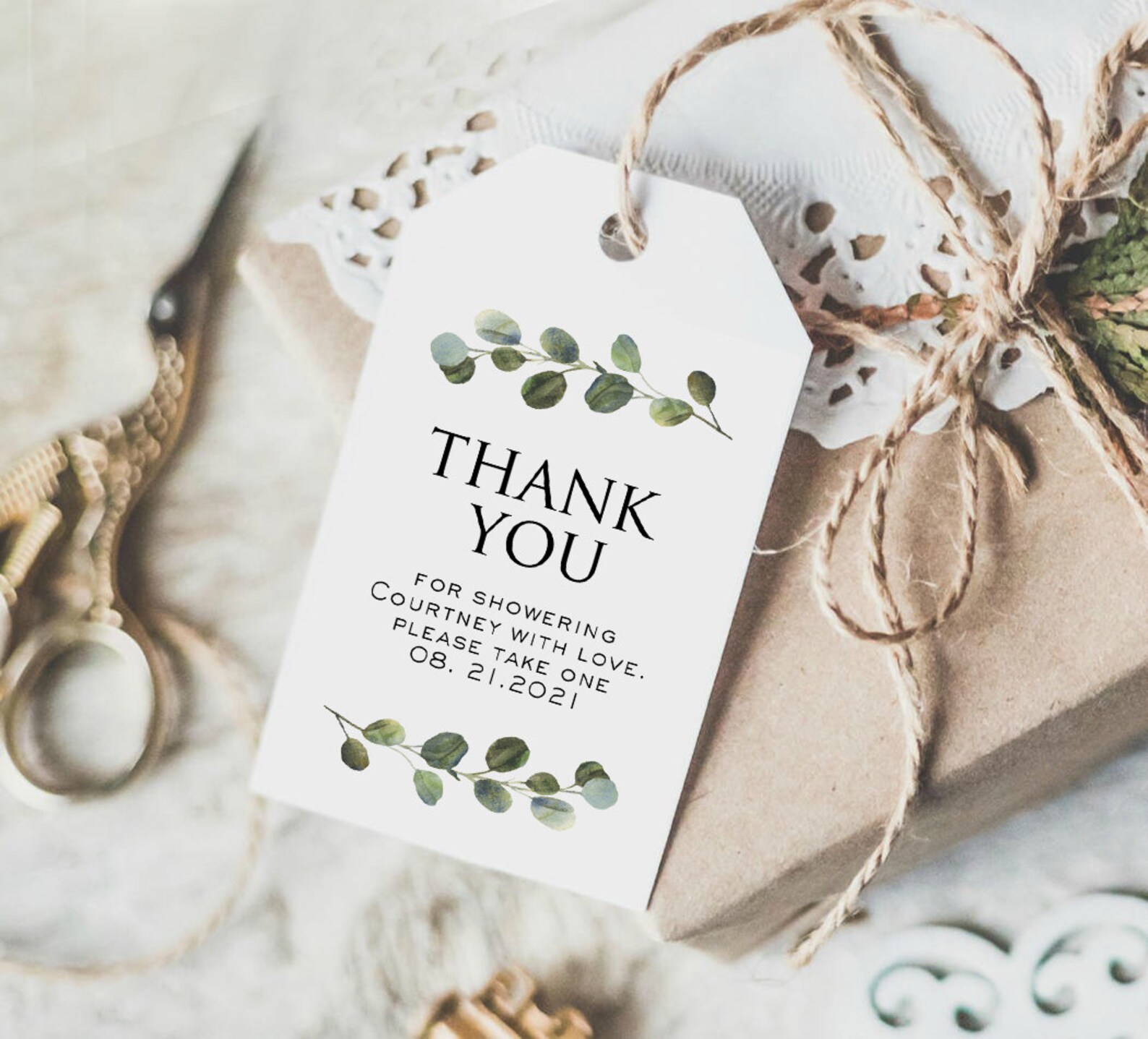 Greenery Thank You Tag Template Printable Favor Tag Greenery - Etsy