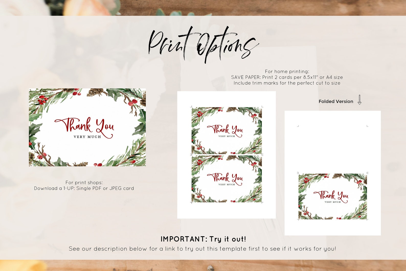 Christmas Thank You Card Template Thank You Card Printable | Etsy