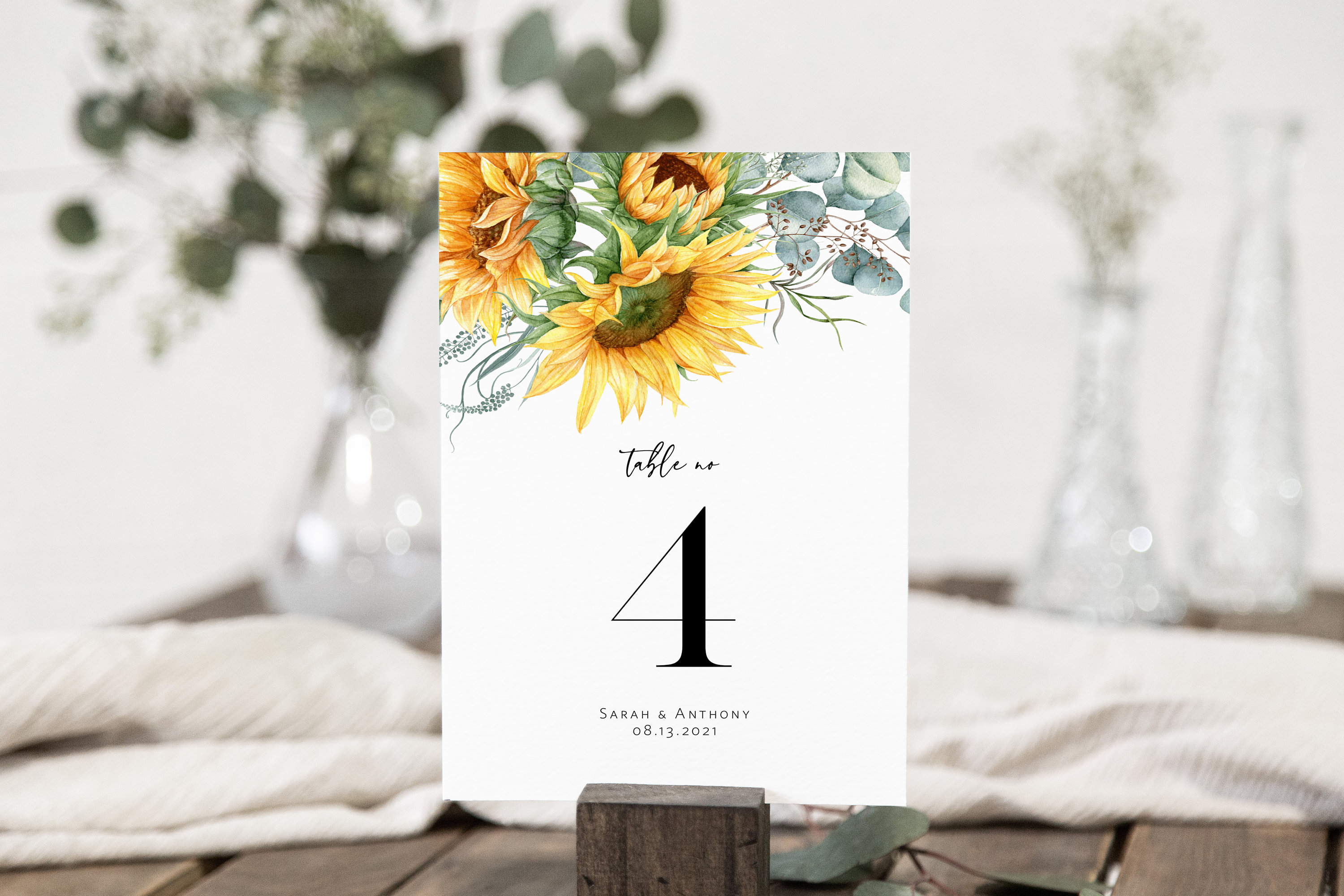 Sunflower Printable Table Numbers Editable Table Numbers | Etsy