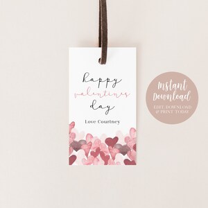Valentines Day Hearts Tag, Pink Hearts Tag, Printable Valentines Day ...
