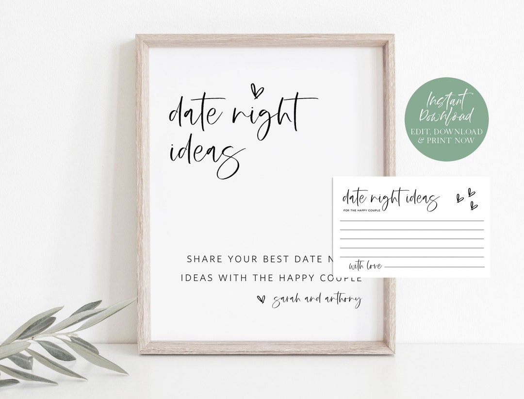 Minimalist Date Night Ideas Sign, Wedding Date Night Advice, Date Night ...