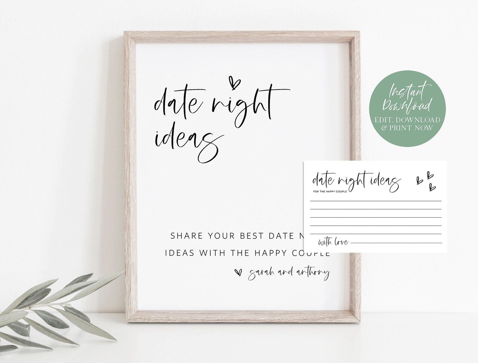 Minimalist Date Night Ideas Sign, Wedding Date Night Advice, Date Night ...