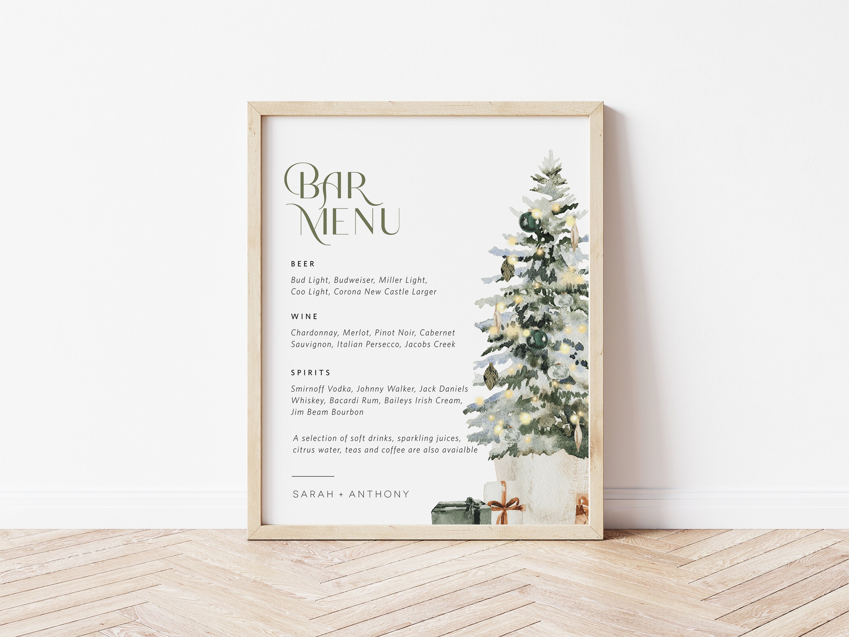 Christmas Bar Menu Holiday Bar Sign Printable Bar Menu Sign - Etsy