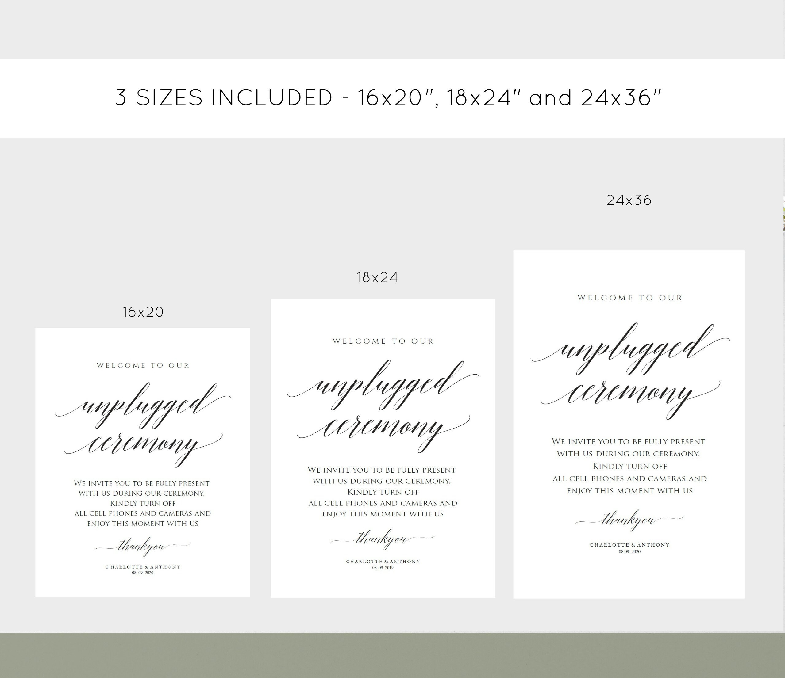 Unplugged Ceremony Sign Wedding Unplugged Poster Sign - Etsy