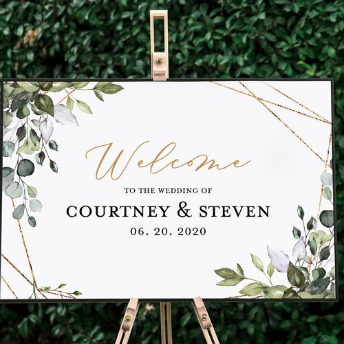 Wedding Welcome Sign Greenery Welcome Poster - Etsy