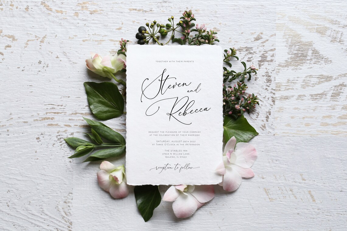 Script Wedding Invitation Calligraphy Wedding Invitation | Etsy