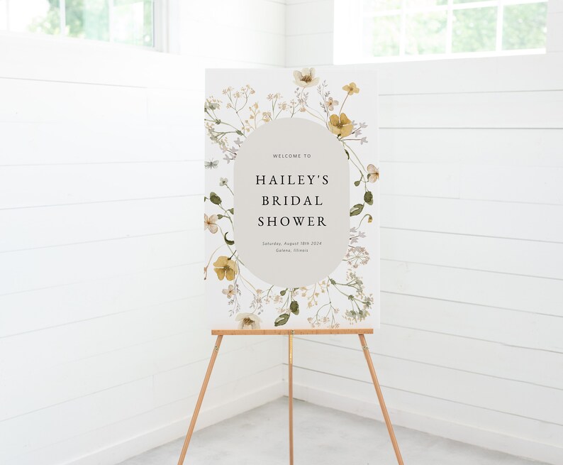 Wildflower Welcome Sign Poster, Shower Welcome Sign, Floral Welcome ...