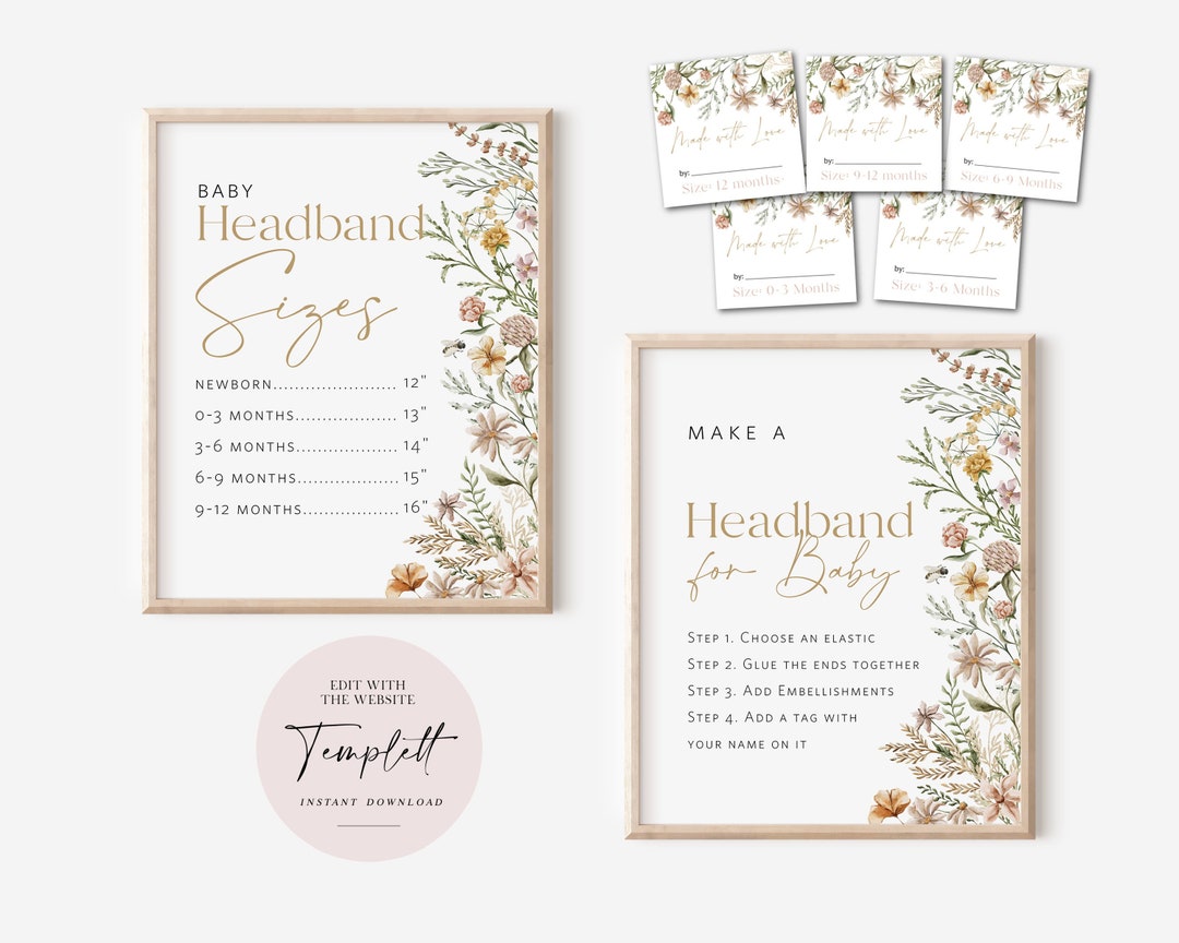 Headband Station Set With Signs and Tags, Wildflower Headband Signs ...