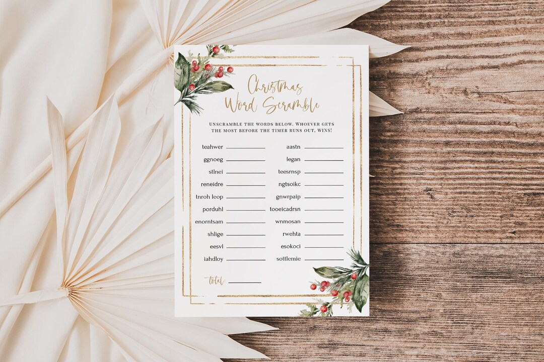 Christmas Word Unscramble Game, Holiday Party Game, Christmas Word Game ...