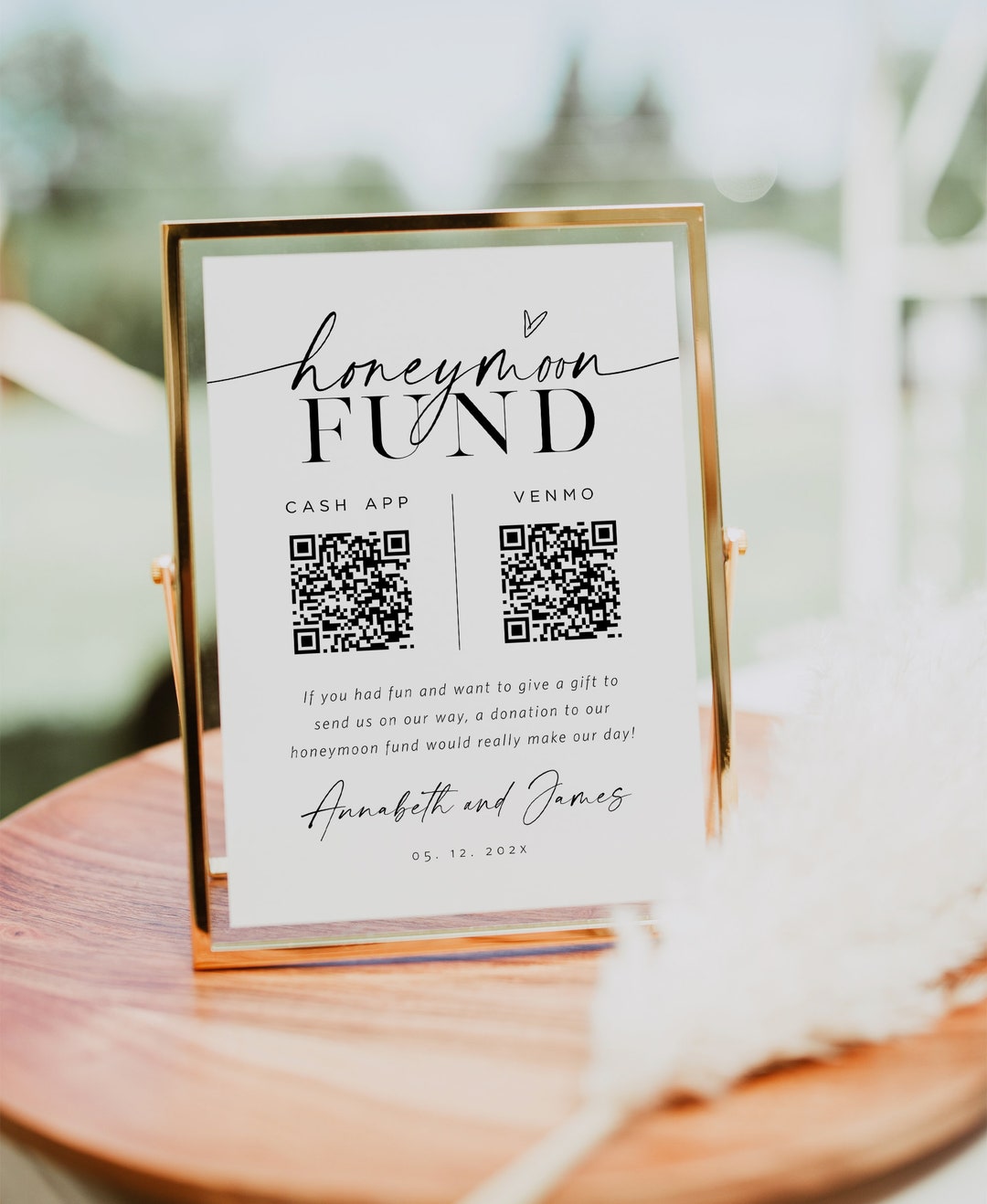 Modern Honeymoon Fund Sign, Venmo Honeymoon Wish Sign, Editable Wedding ...