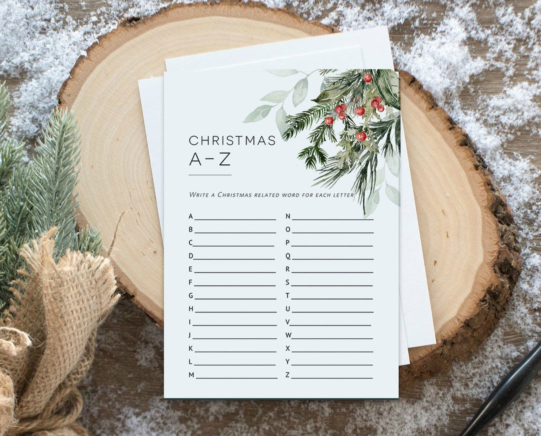 Christmas A-Z Game, Christmas Word Game, Holiday Party Game, Edit With ...