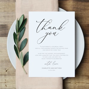 Script Wedding Thank You Note, Printable Thank You Card Template ...
