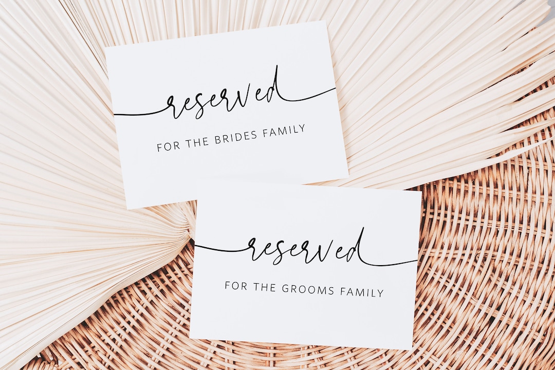 Reserved Chair Signs, Minimalist Wedding Reserved Card, Reserved Seat ...