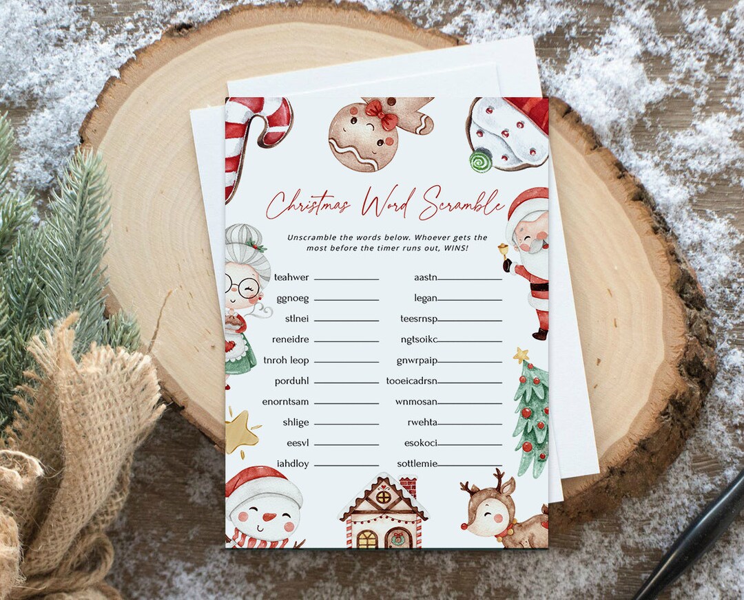 Christmas Word Unscramble Game, Holiday Party Game, Christmas Word Game ...