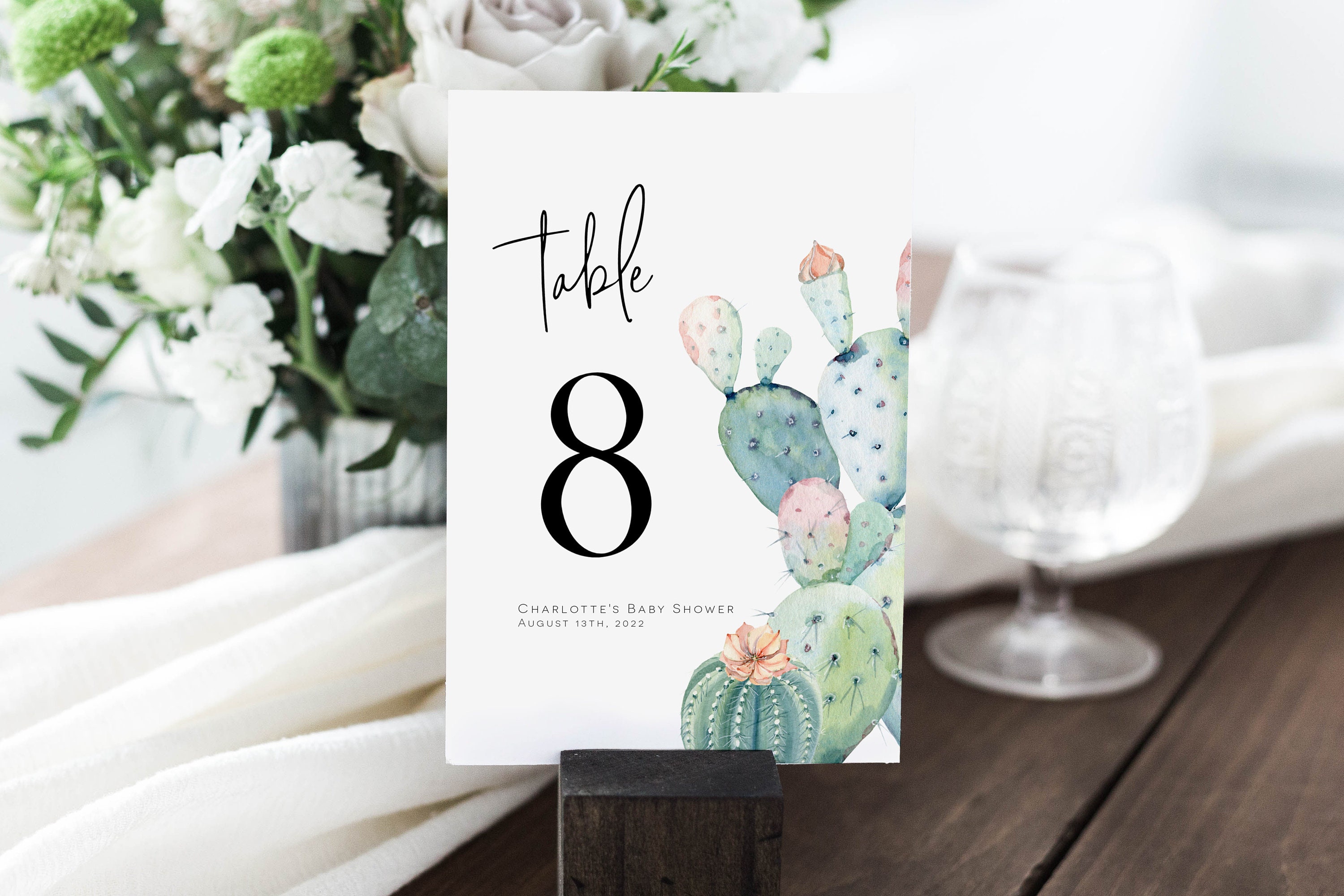 Cactus Table Numbers Printable Table Numbers Template Blush | Etsy
