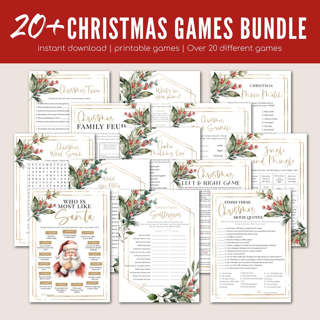 Christmas Games Bundle, Holiday Party Games Bundle, Printable Christmas ...