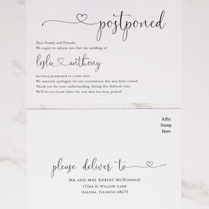 Postponement Wedding Date Announcement, Wedding Postponed Postcard, 4x6 ...