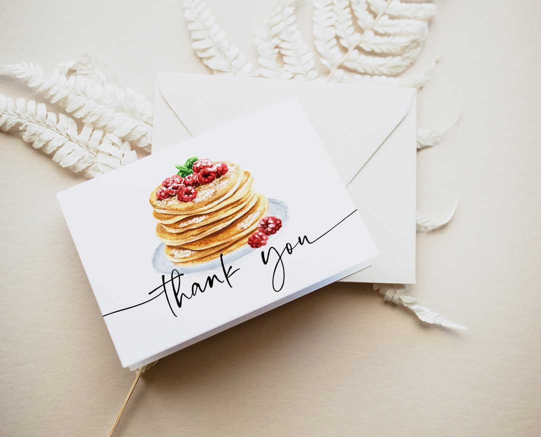 Pancake Thank You Card Template, Brunch Thank You Card Printable, Thank ...