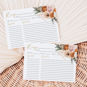 Christmas Boho Recipe Card, Printable Recipe Card, Holiday Recipe ...