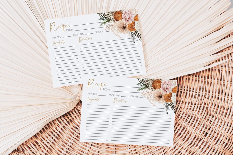 Christmas Boho Recipe Card Printable Recipe Card Holiday - Etsy