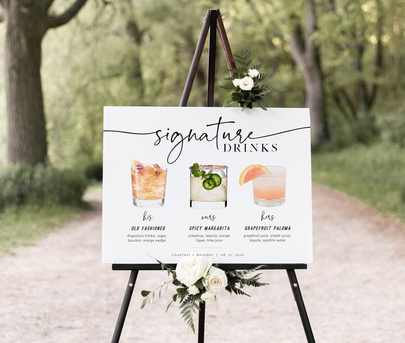 Signature Drinks Sign Template Editable Signature Drinks - Etsy