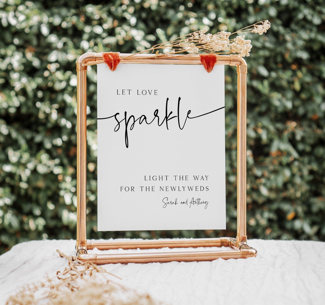 Let Love Sparkle Sign, Sparkler Send off Sign, Wedding Sparklers Sign ...