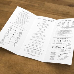 Trifold Wedding Program, Tri-fold Wedding Ceremony Program, Folded ...