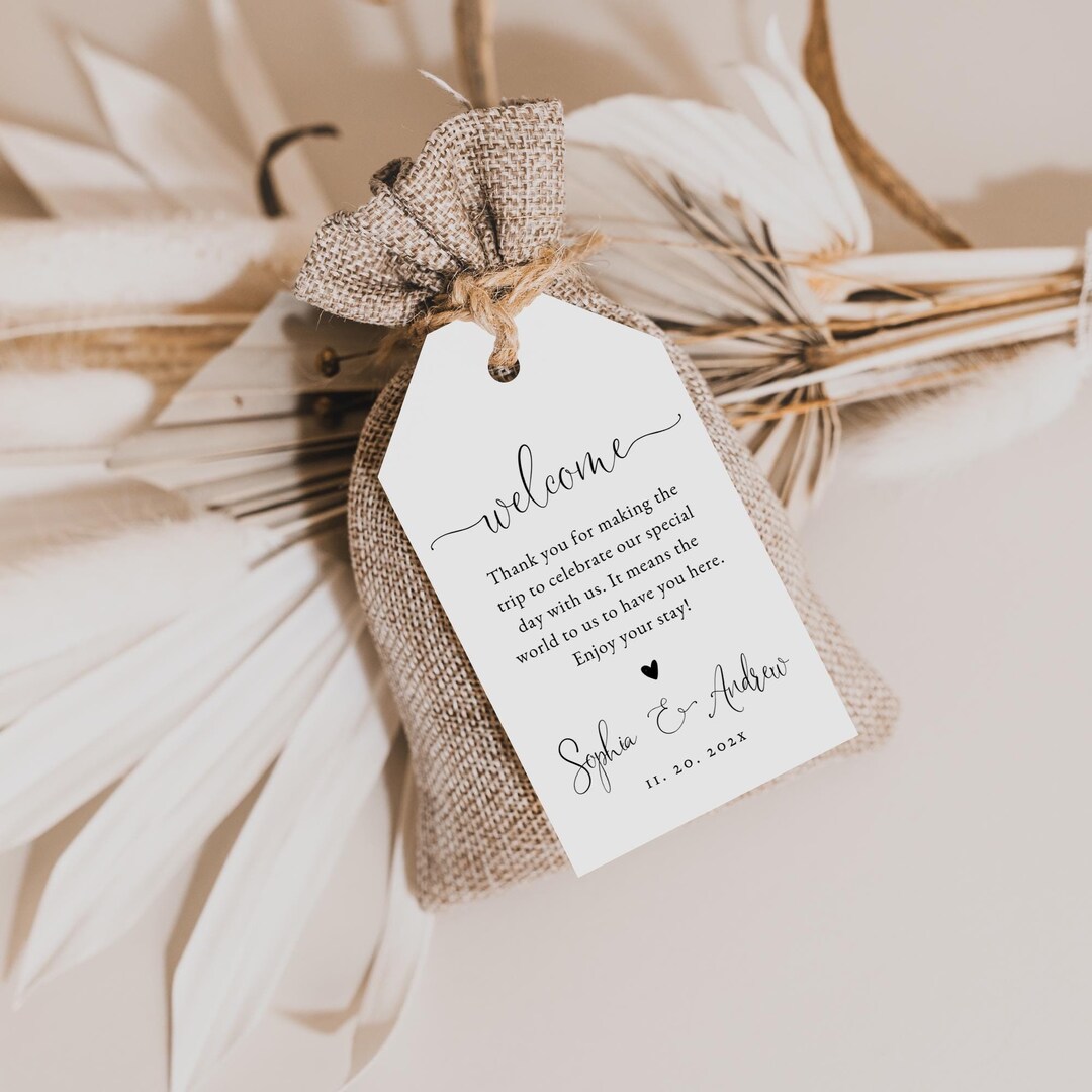 Welcome Wedding Tags, Printable Wedding Welcome Favor Tag, 2.75 X 4 ...