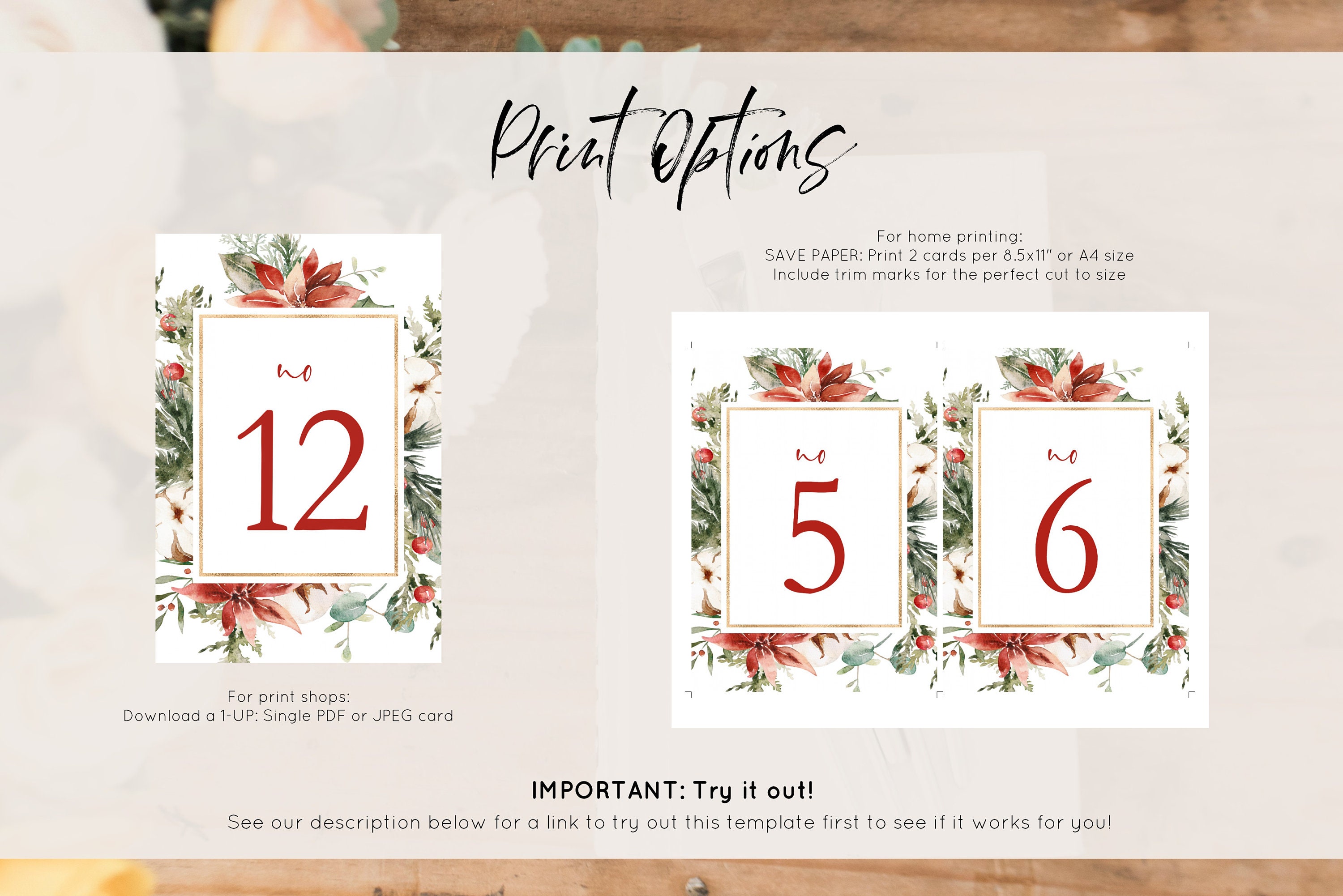 Christmas Table Numbers Printable Table Numbers Template | Etsy