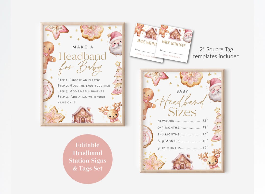 Headband Station Set With Signs and Tags, Christmas Headband Signs ...
