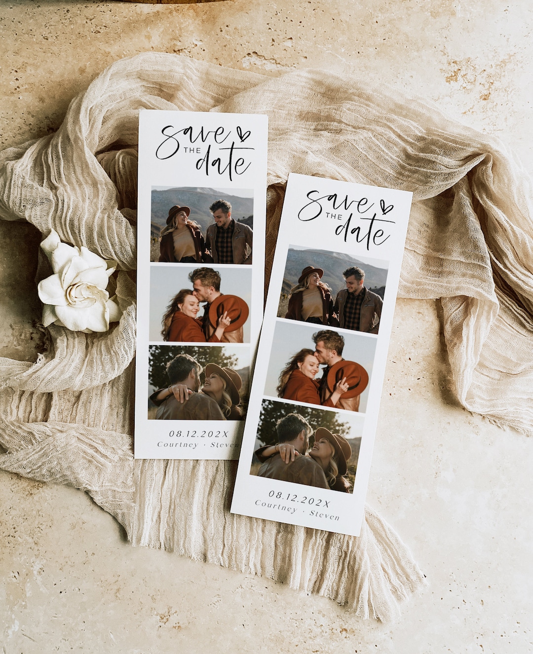 Photo Strip Save the Date, Editable Photo Booth Wedding Date Card ...