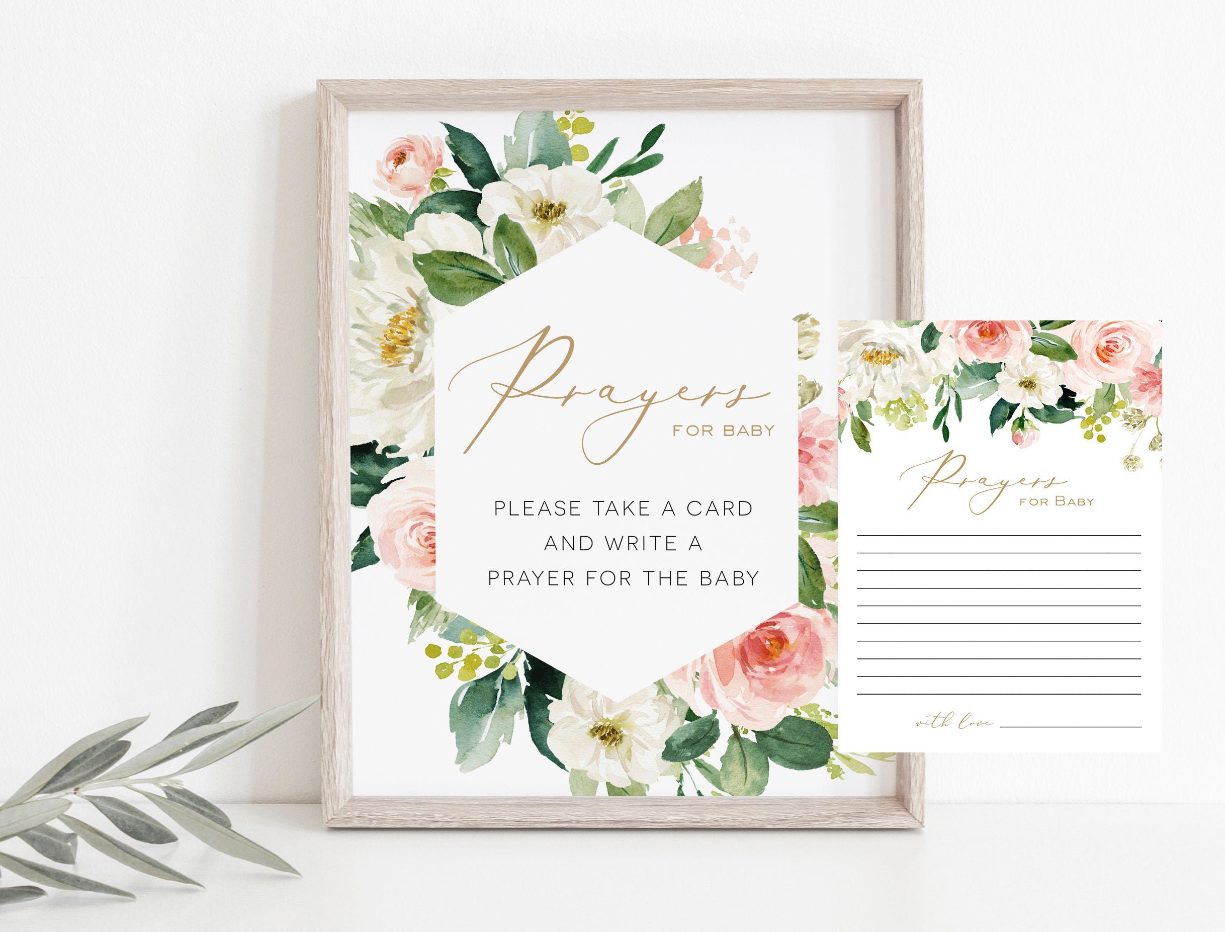 Pink Floral Prayers for Baby Sign and Writing Cards Printable | Etsy