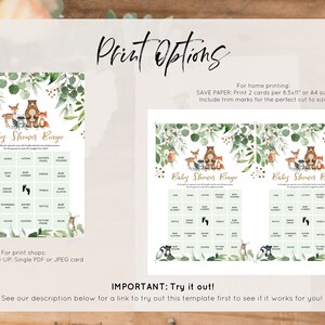 Woodland Baby Bingo, Woodland Baby Shower Game, Printable Bingo Cards ...