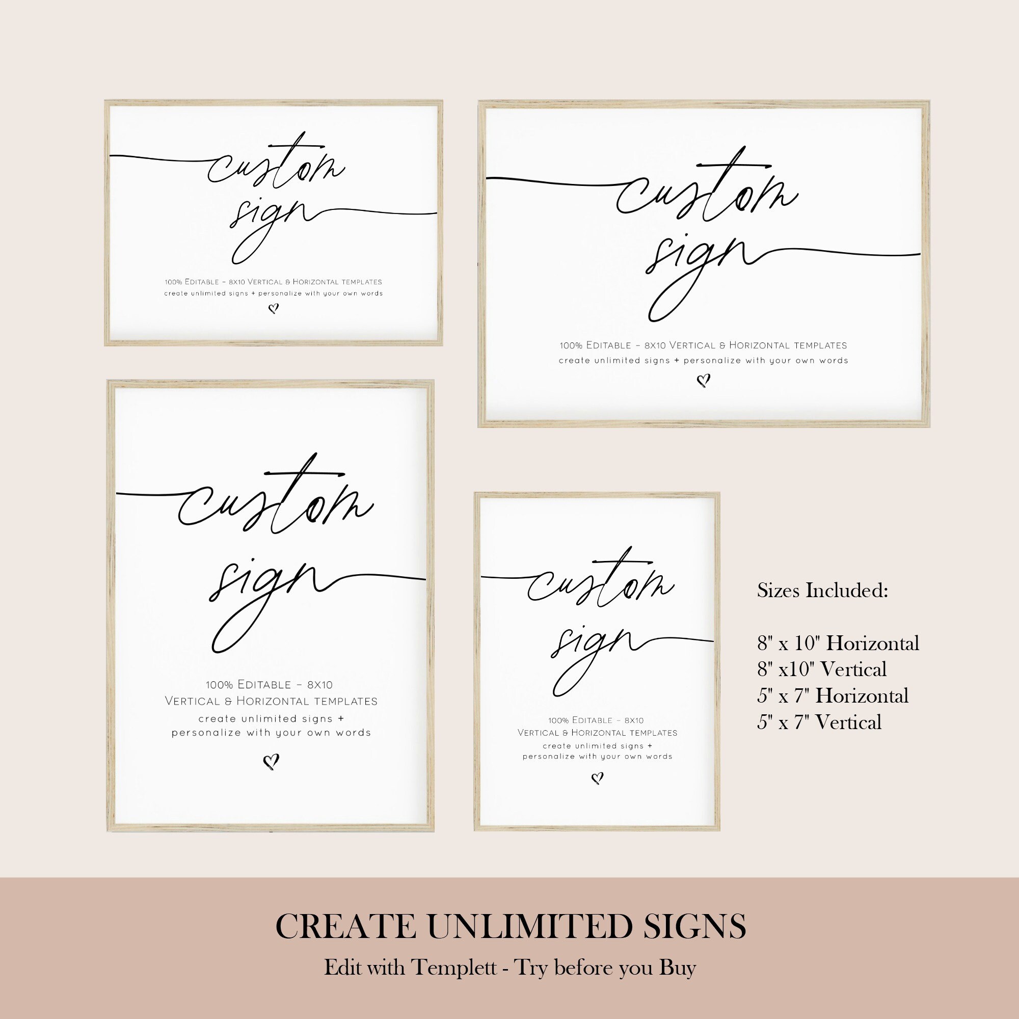 Editable Custom Wedding Sign Template Script Wedding Sign | Etsy